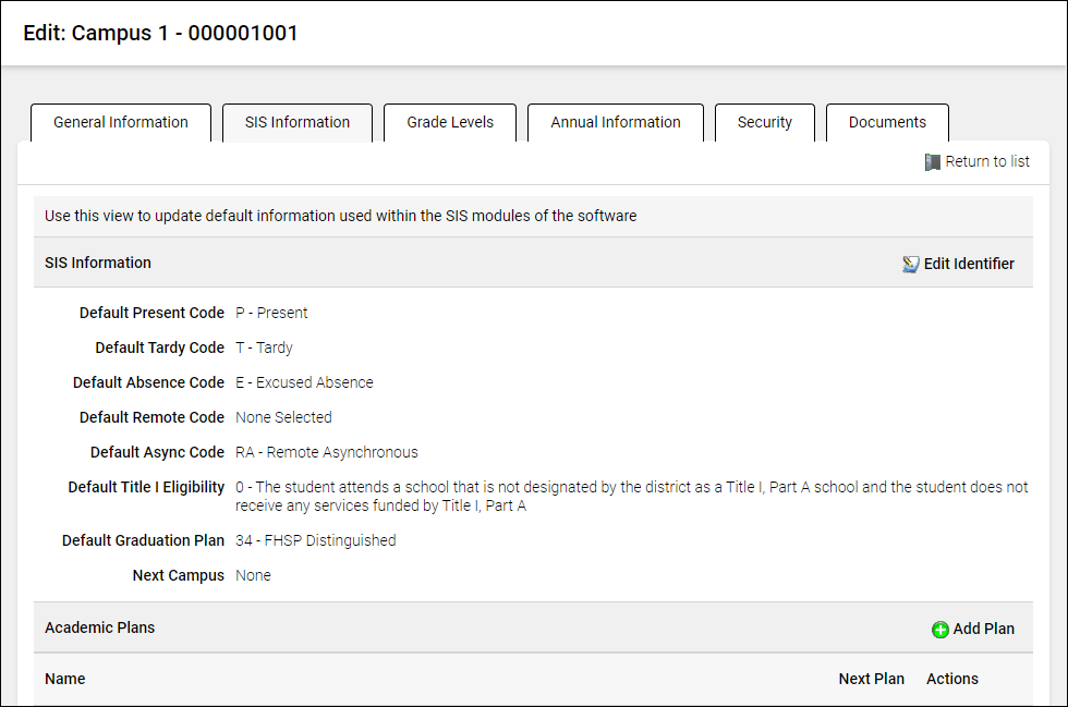 DIS Designate Default Attendance Codes